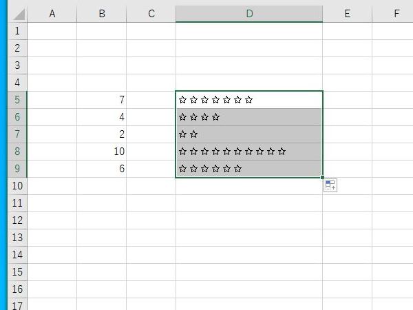 Rept関数(文字列を繰り返し表示) Using Excel